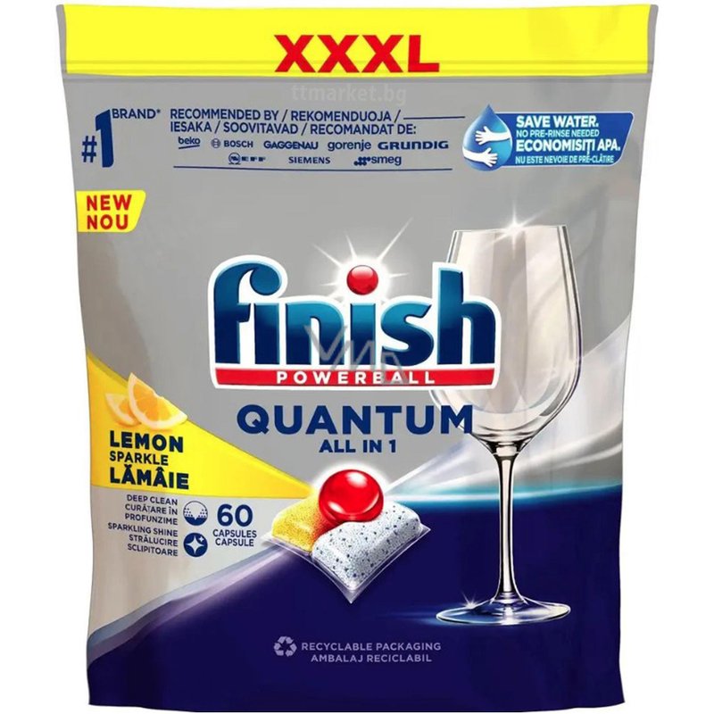 Finish Powerball Quantum All in One Lemon Sparkle Таблетки за ...